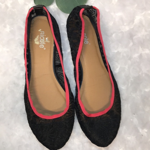 Nicole | Shoes | Flat Shoes Nicole Black Sheer Lace Ballet Style Chic ...